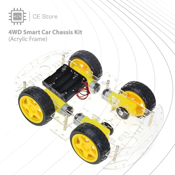 4WD Smart Car Chassis Kit (Acrylic Frame) CE Store | Shop.com.mm