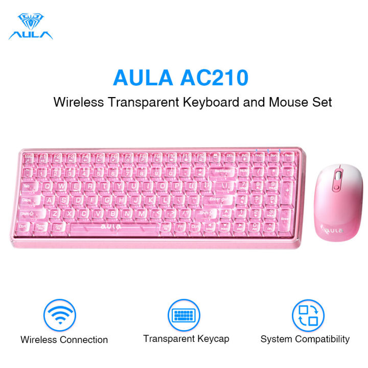 (Preorder) AULA Wireless Transparent Keyboard and Mouse Set, 3-speed ...
