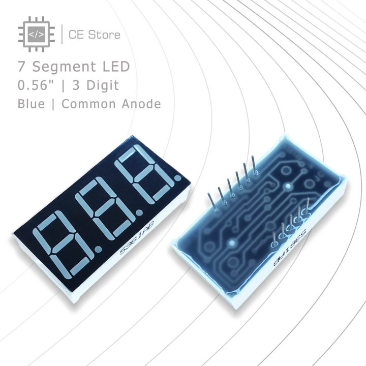 0.56" 3 Digit 7 Segment LED (Blue, Common Anode) | Shop.com.mm