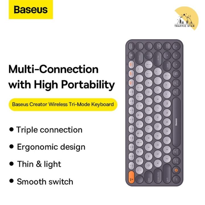 Baseus K01A Bluetooth Wireless Keyboard 5.0 2.4G USB Silent US Layout ...