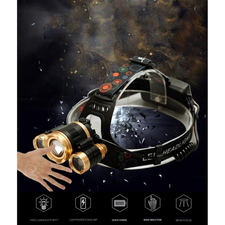 USB Rechargeable Zoom Led Headlight Induction 3LED T6 Head Lamp | Shop ...