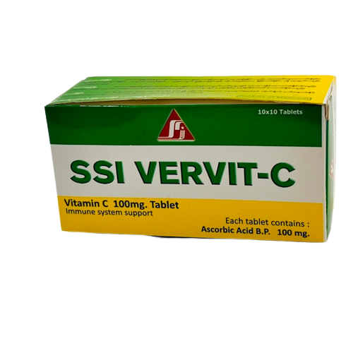 SSI VERVIT-C (100Tabs) Ascorbic Acid B.P. 100mg | Shop.com.mm