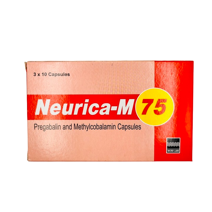 Neurica-M (1x10's) Pregabalin 75mg and Methylcobalamin 750mcg Capsules ...