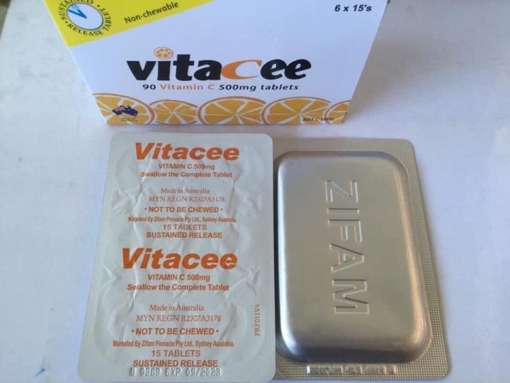 Vitacee - Vitamin C 500mg (15 Tabs x 2 - 30 Tabls) - ၁၅လုံး - ၂ကဒ ...