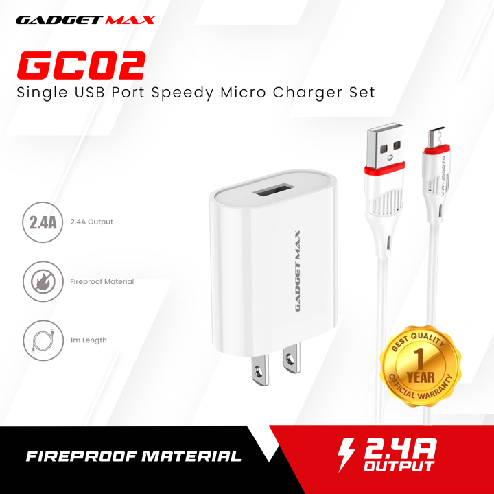 GADGET MAX - GC02 Micro 2.4A Single USB Port Speedy Micro Charger Set ...