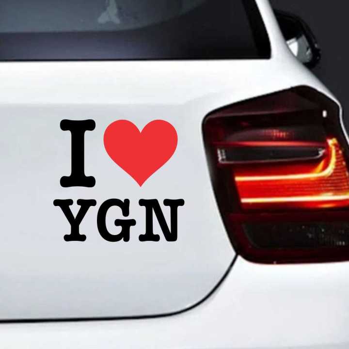 I Love Yangon City - Laptop, Wall, Car Sticker Decal - HMC030-Black ...