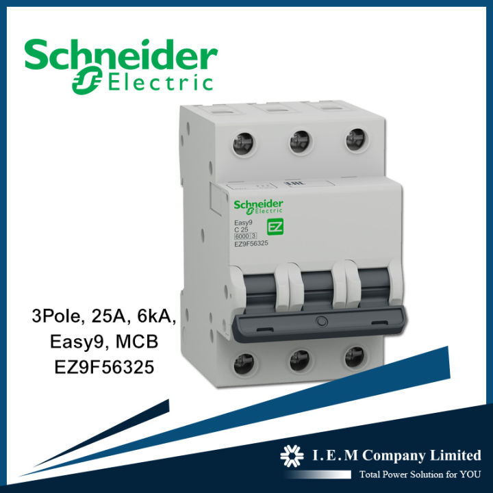 3Pole, 25A, 6kA, Easy9, C Curve MCB | Shop.com.mm