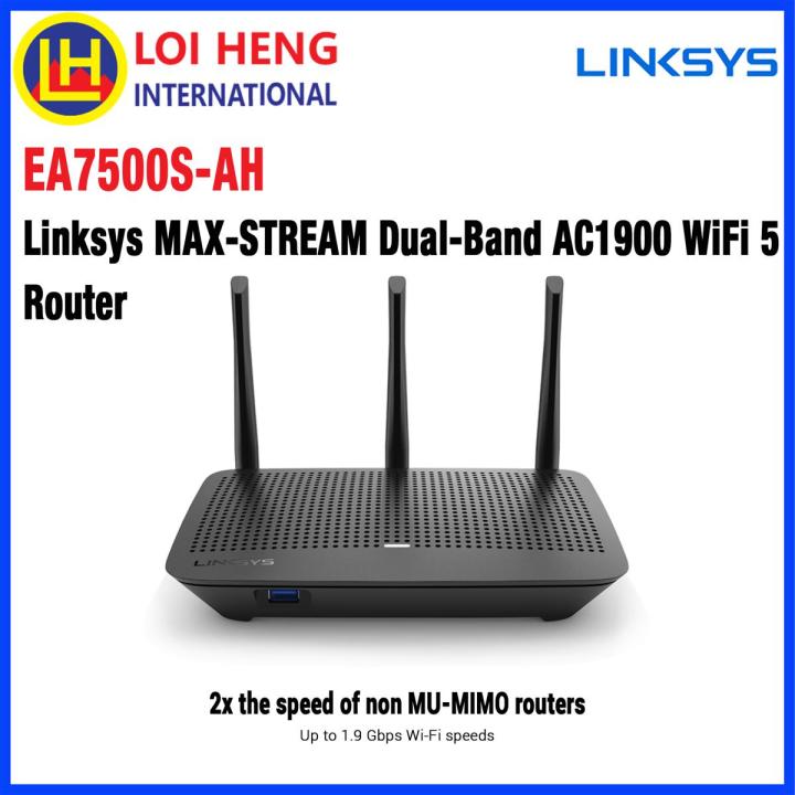 Linksys EA7500S-AH Max-Stream AC1900 Dual Band MU-MIMO Gigabit Wi-Fi ...