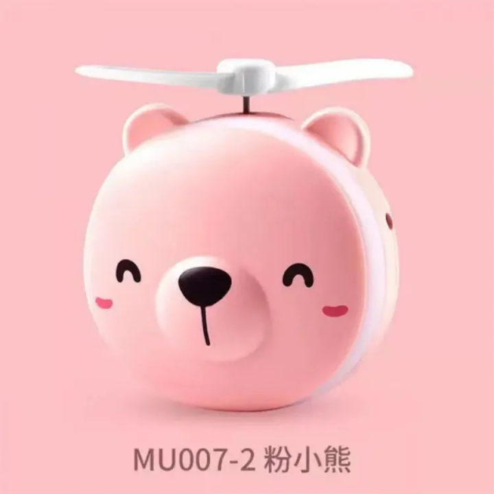 Mini Portable Cute Pig Head Shape Rechargeable Fan Makeup Mirror LED ...