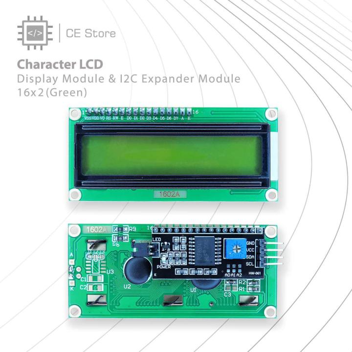 16x2 Character LCD Display Module + I2C Expander Module (Green) | Shop ...