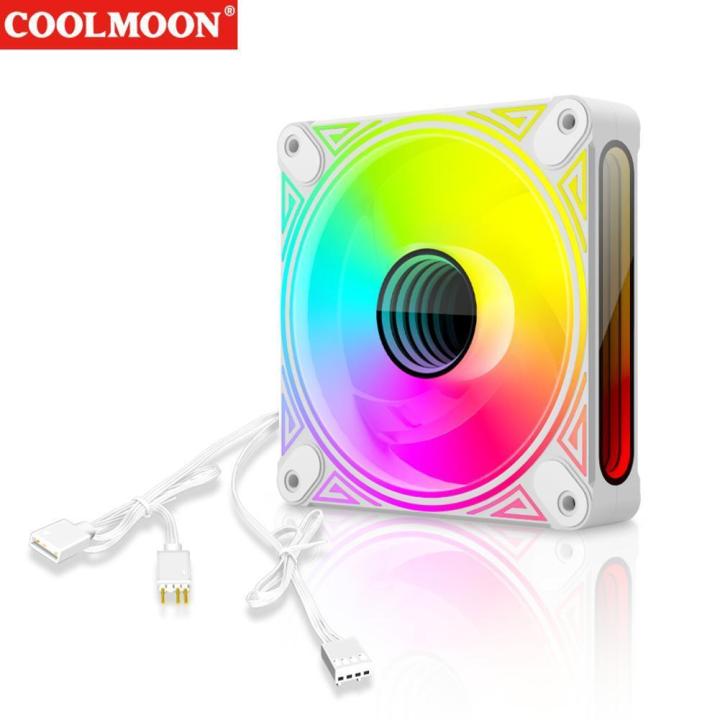 COOLMOON DM1 120mm Case Fan 5V 3PIN ARGB Aura Sync 12V 4PIN PWM Smart ...