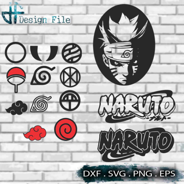 [ SVG, DXF, EPS, PNG ] 14 Vectors of Naruto Anime Symbols and Text logo ...