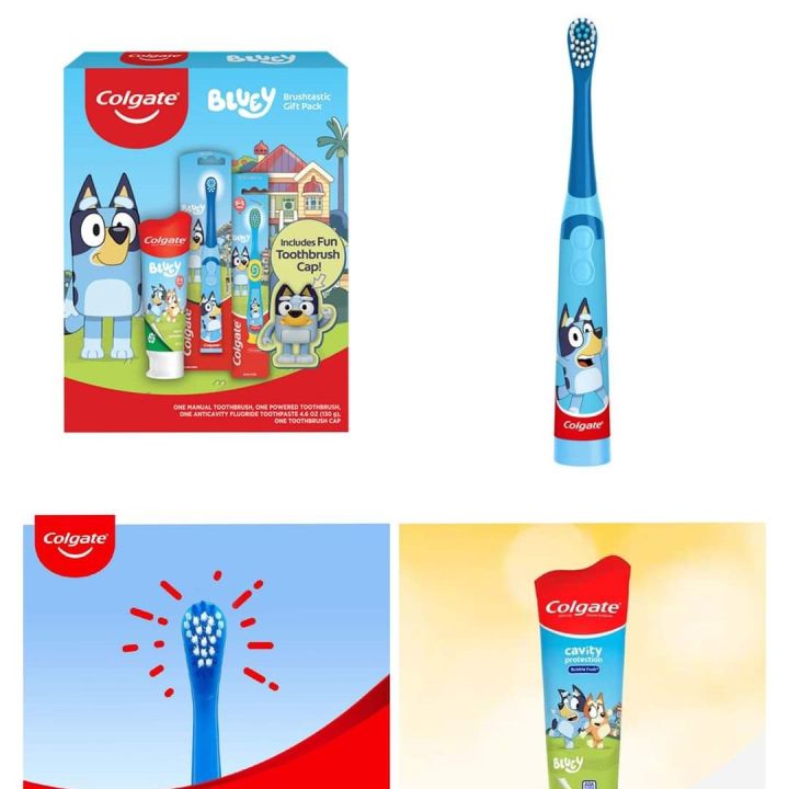 Colgate Bluey Gift Set, 1 Powered Toothbrush, 1 Manual Toothbrush ...
