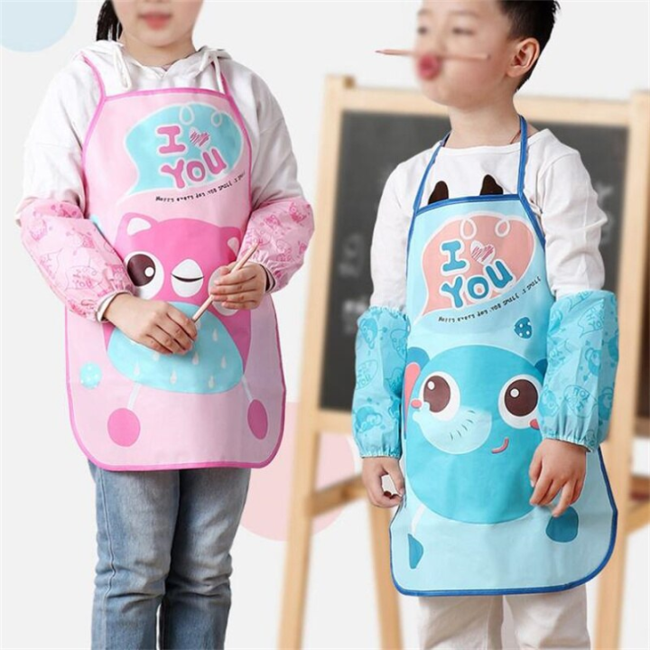 Cute Kids Chef Apron Sets Child Cooking Painting Waterproof Children ...