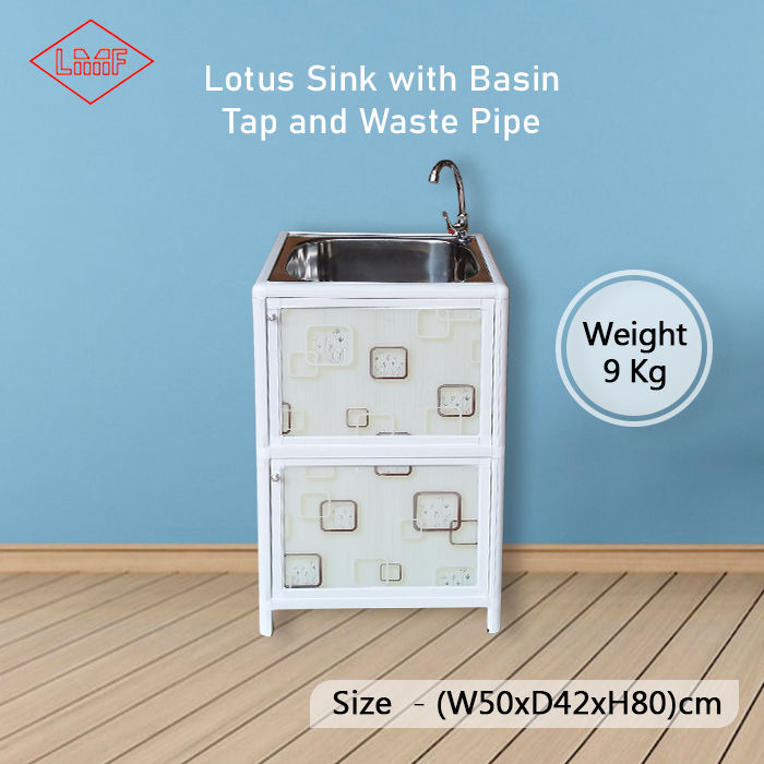 Sink with Basin and Tap Lotus (White Color ) (W50xD42xH80)cm x 9 kg ...