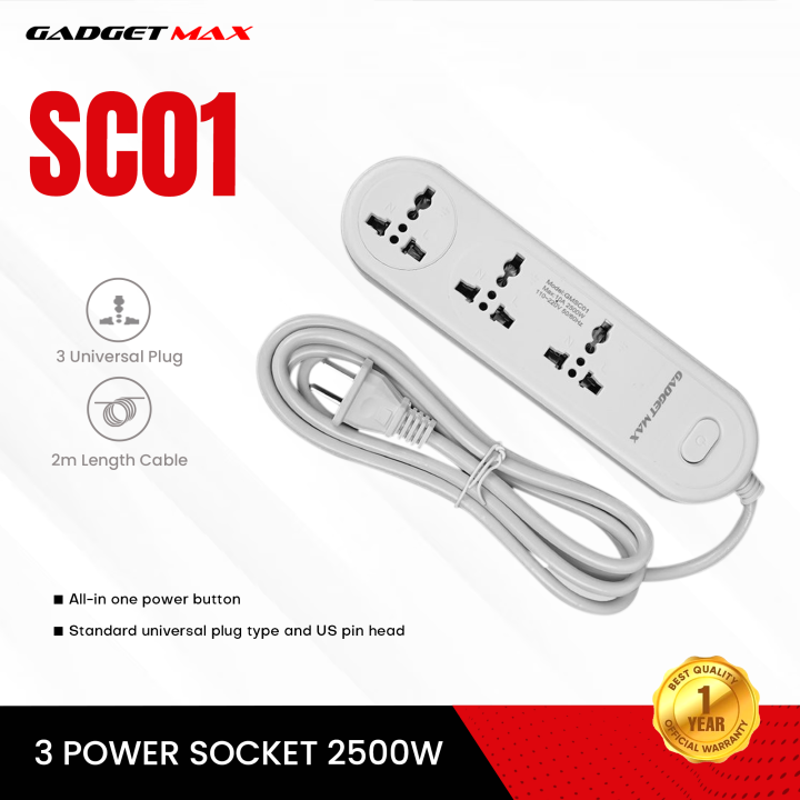 Gadget Max ~ GMSC01 Colorful Power Extension Sockets ( 3AC Outlets / 2M ) | Shop.com.mm