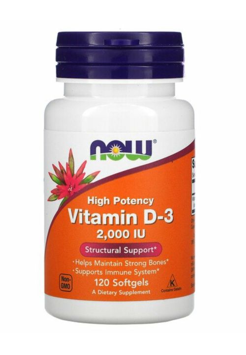 Now Foods, High Potency Vitamin D-3, 50 mcg (2,000 IU), 120 Softgels | Shop.com.mm