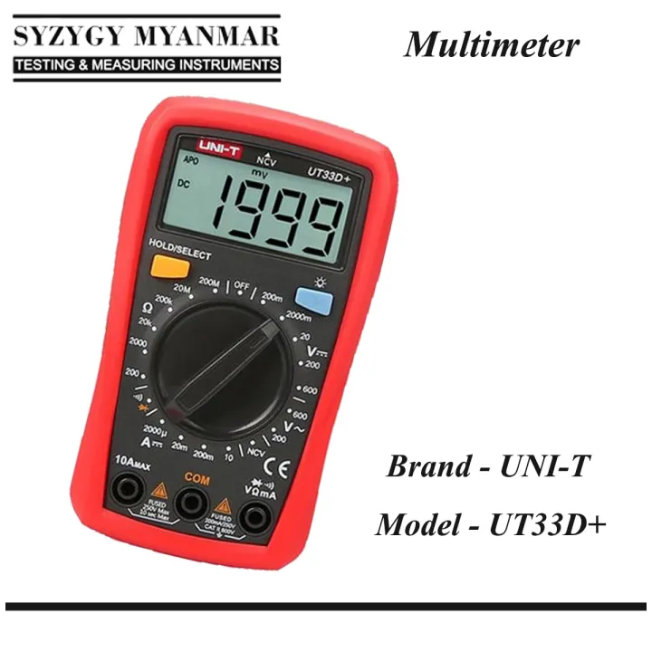 UNI-T UT33D+ Palm Size Multimeter (600V,10A, 0.5%) | Shop.com.mm