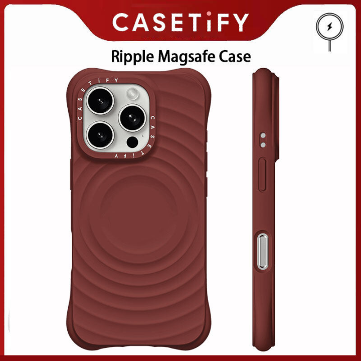 (Preorder) Genuine CASETiFY Ripple Case Dark Cherry with Magsafe for ...