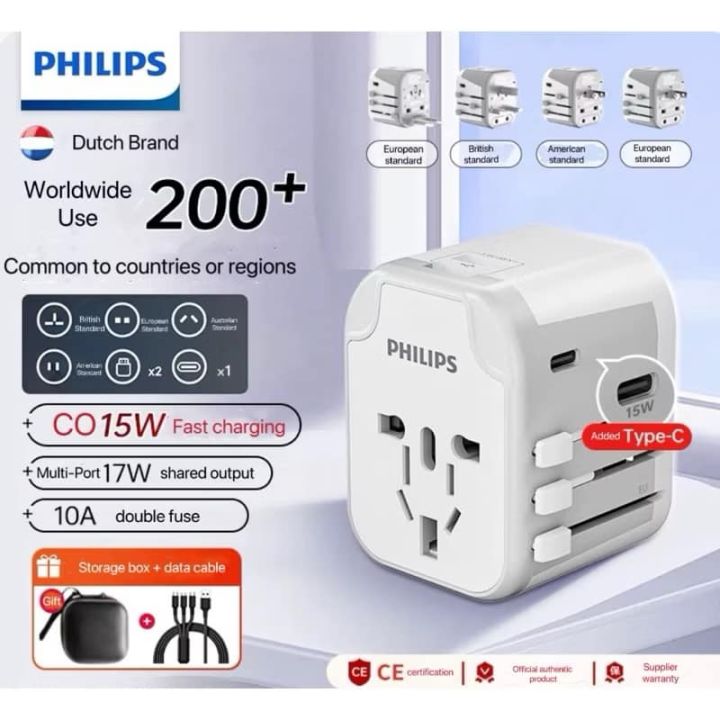 Philips World Travel 224 Countries Universal Adapter; Conversion Plug ...