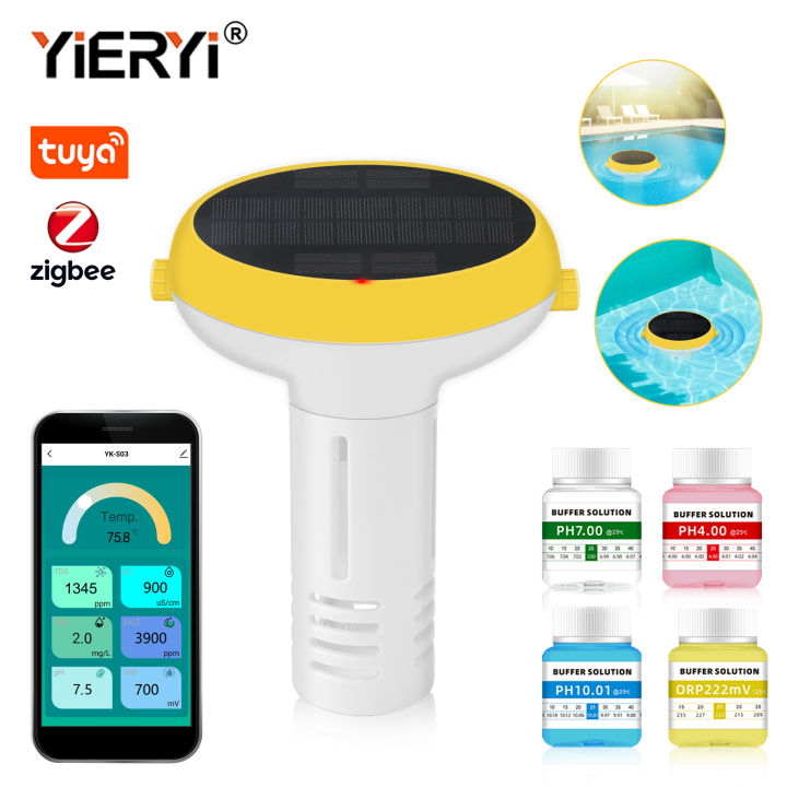 (Preorder) Yieryi Smart Solar Pool Salt Tester, 7-in-1 Digital pH ...