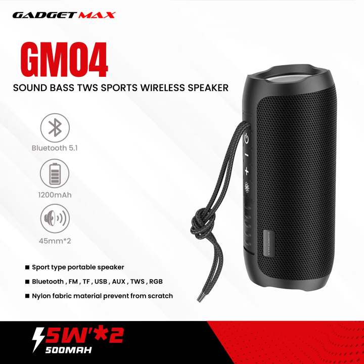 GADGET MAX - GM04 Sports TWS Wireless Bluetooth Bass Portable Speaker ...
