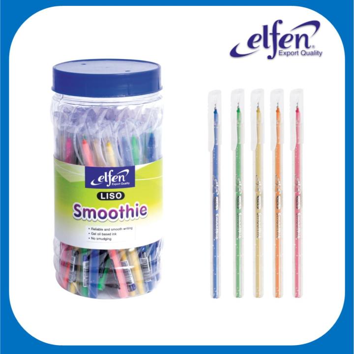 ELFEN BALL PEN LISO SMOOTHIE ASST BLUE (50 PCS/DRUM) | Shop.com.mm