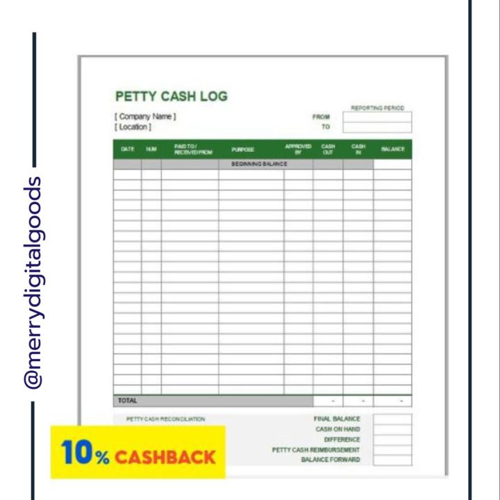 Petty Cash Log Excel Template / Template Excel Kira-Kira Tunai Runcit ...