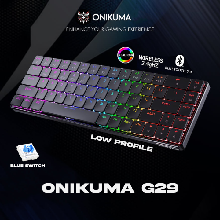 ONIKUMA G29 69 Keys Low Profile Blue Switch Triple Mode Bluetooth 2 ...