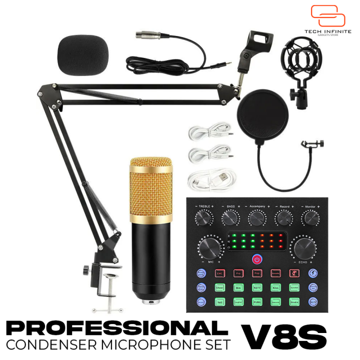 Tech Infinite Professional BM 800 + V8S Studio Recording Microphone Condenser Mic External USB ...