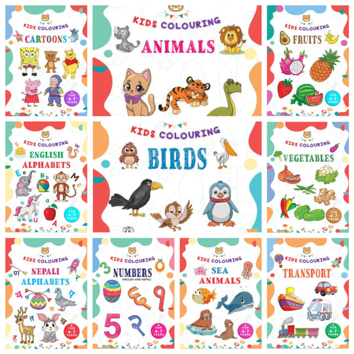 Kids Colouring Books (Set Of 10 Books) | Daraz.com.np