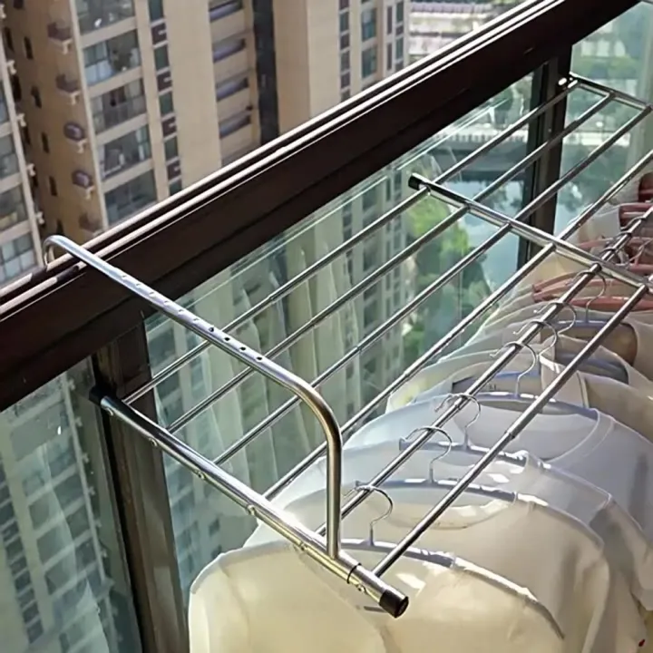 New Scalable Clothes Drying Rack Adjustable Stainless Steel Balcony ...