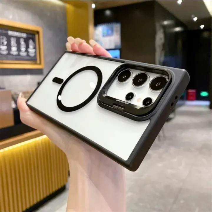 HOCE Camera Bracket Magnetic Phone Cases For Samsung S25 S24 S23 S22 Ultra Plus S23FE Magsafe ...