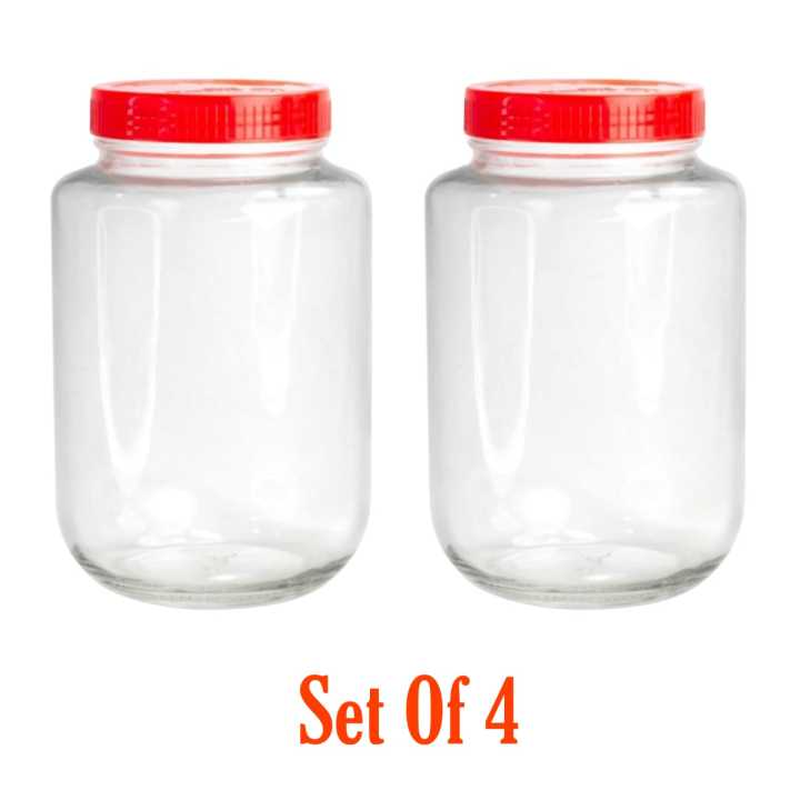 Round Transparent Container Kitchen Storage Glass Jar With Plastic Lid ...