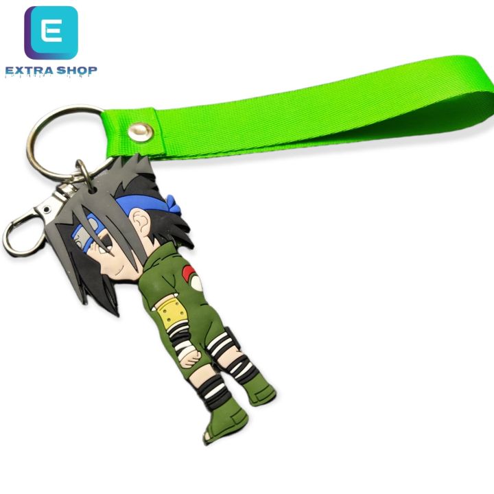 Green Sasuke Chibi Modeled Key Ring With Fabric Strap & Lock keychain ...