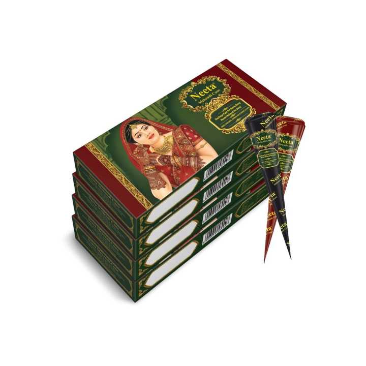 Neeta Henna Mehndi 4 pcs Cones For Temporary Body Art Tattoo, 100% Pure ...