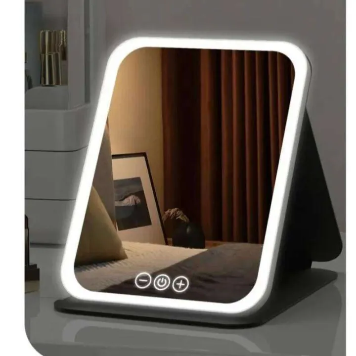 Portable LED Mirror,Foldable Makeup with Light, Desktop Fill Light ...
