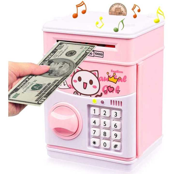 Electronic ATM For Kids Smart Lock Piggy Bank for Coin/Note Safe with ...