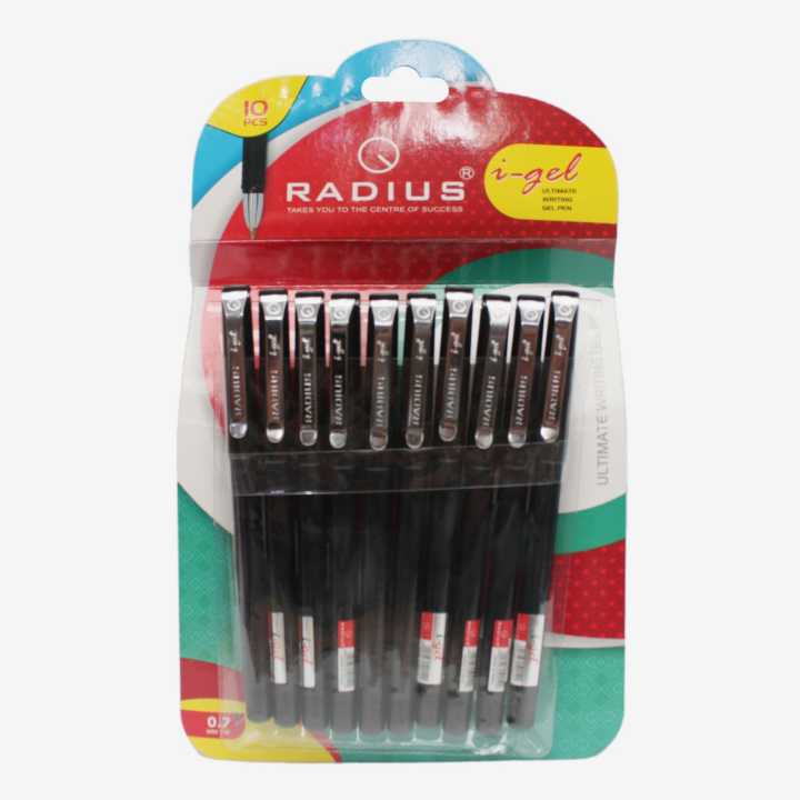 Black Color Radius I-Gel Ultimate Writing Gel Pen (Black Ink) Pack Of ...