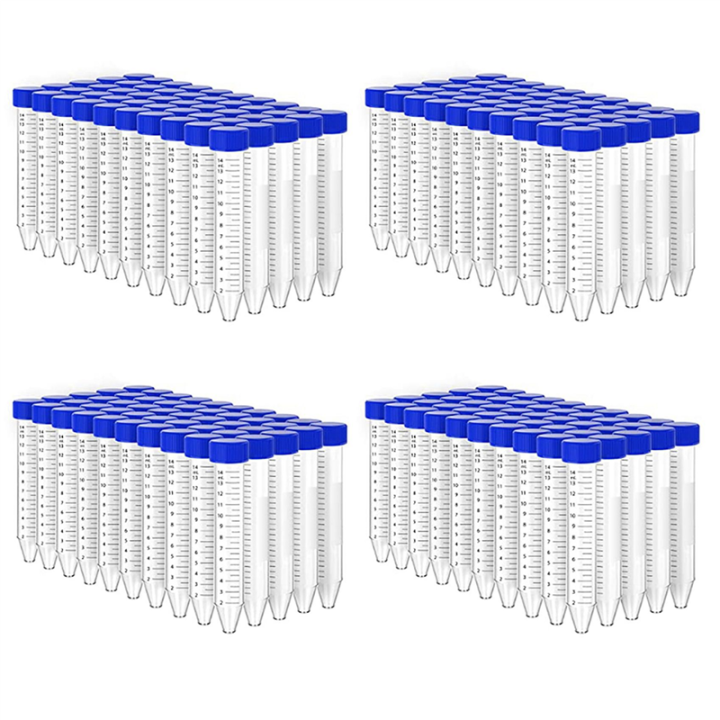200Pcs Conical Centrifuge Tubes 15mL with Screw Caps, Graduated and ...