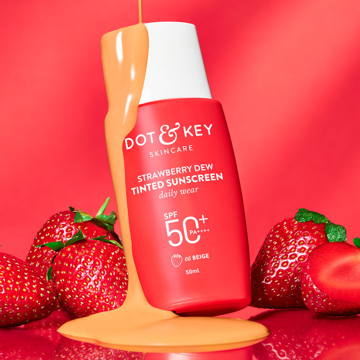 Dot & Key Strawberry Dew Tinted Sunscreen SPF 50+ PA++++ | BEIGE-05 - 50ml | Daraz.com.np