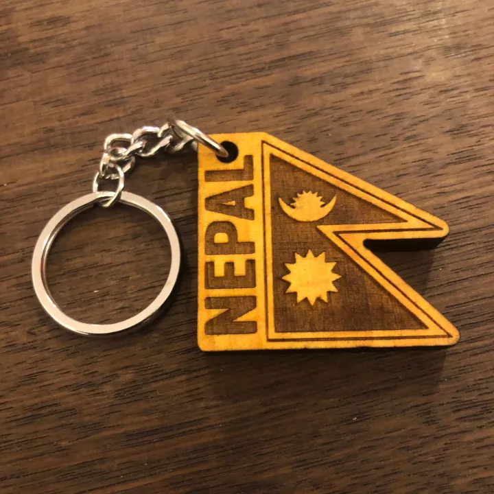 Nepal Flag - - All Natural Nepali/Nepalese Wood/Wooden Keyring/Keychain ...