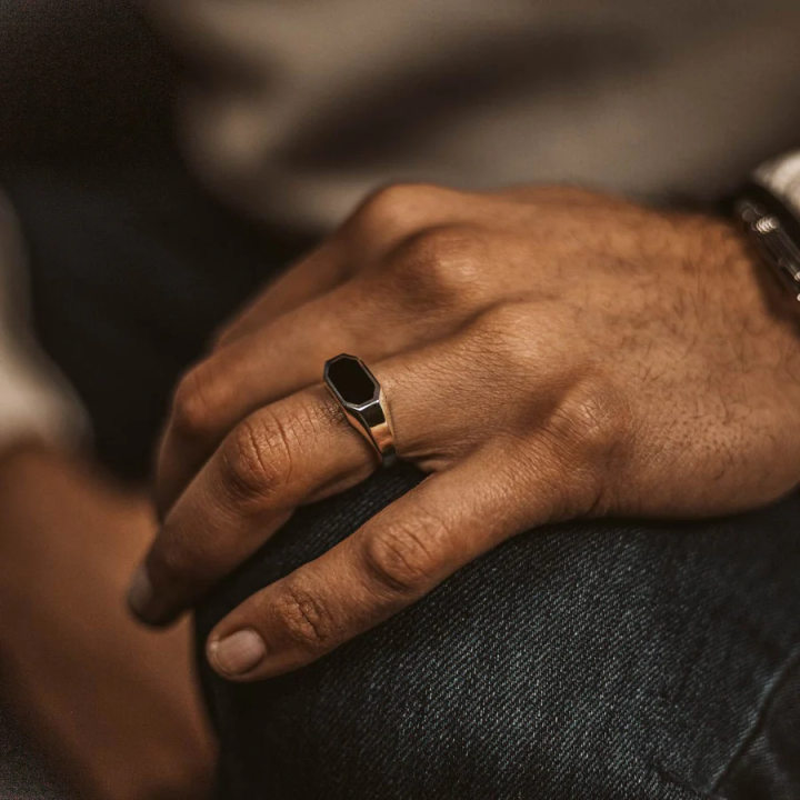 SILVER CONCEPT Pure Silver Hex Black Onyx Ring For Men | Daraz.com.np