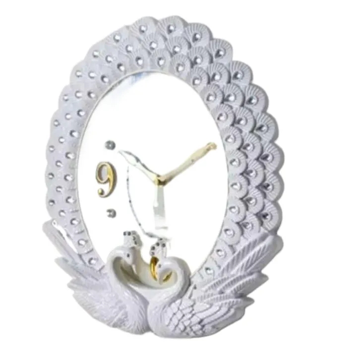 Luxury Wall Clock Vintage Swan Diamond Painting Living Room Wall Clock ...
