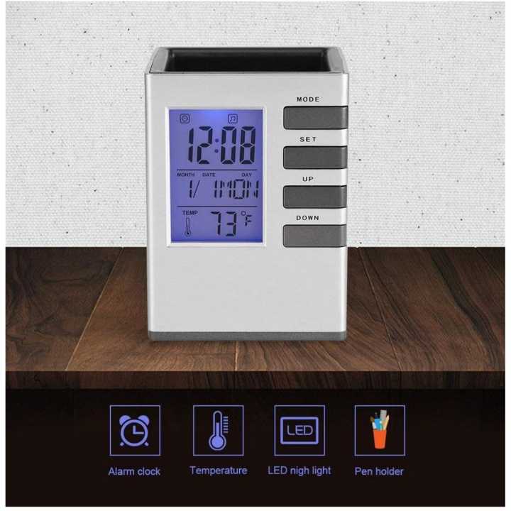 Multi-Functional Led Desk Table Clock, Digital Lcd Screen Alarm Clock ...