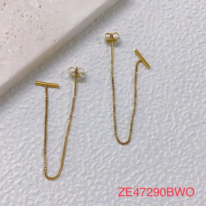 T-shaped ear wire perforated box chain long tassel thread sling chain ...