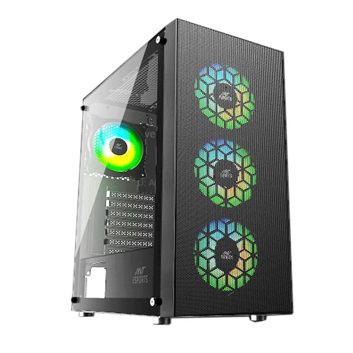 Ant Esports ICE-110 Mid Tower Gaming Cabinet- Black with Four A-RGB ...
