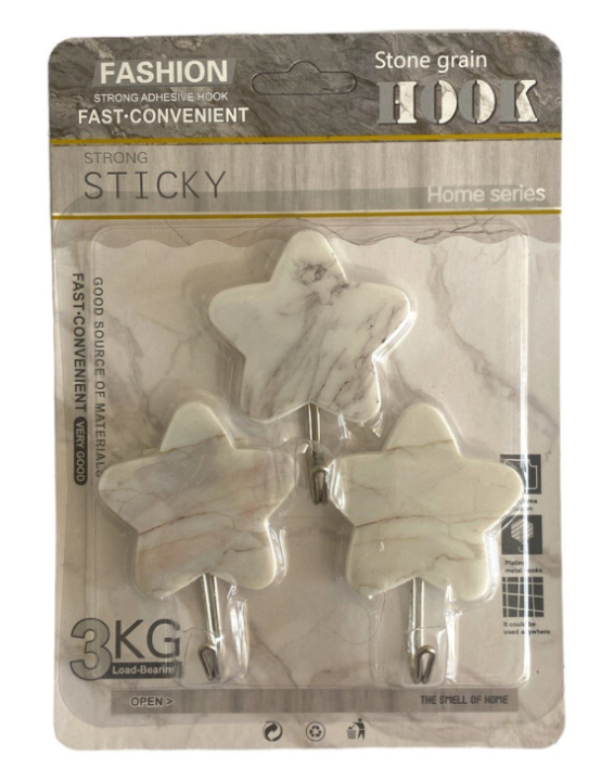 Strong Adhesive Multipurpose Wall Hanging Stone Grain Hook 3Kg - Set Of ...