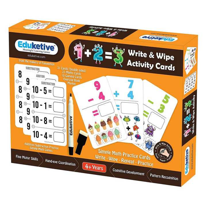 “1+2=3 Maths Practice” Write and Wipe Practice Activity Sheets with ...