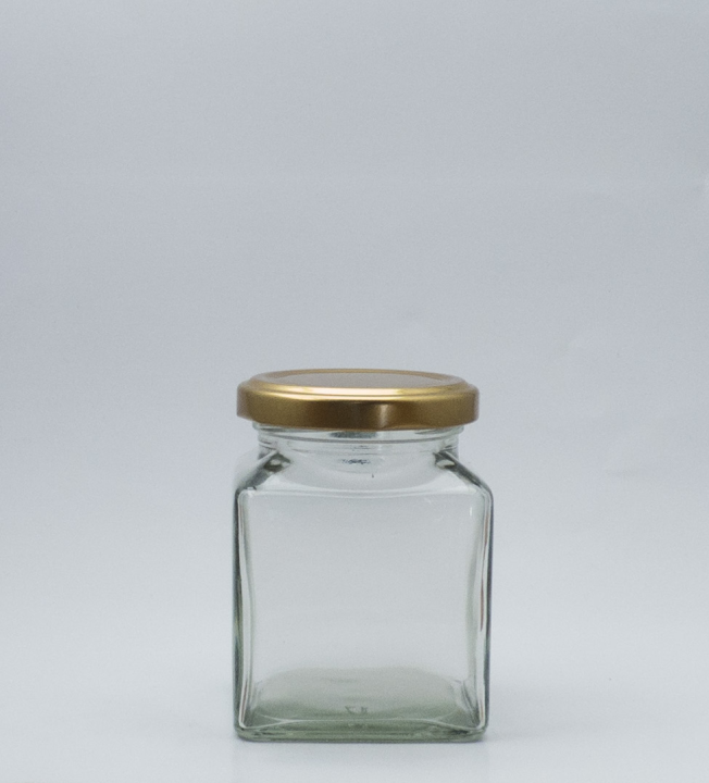 Pack of 1 Rectangular Shape Glass Jar and Container (300 ml) with Rust ...